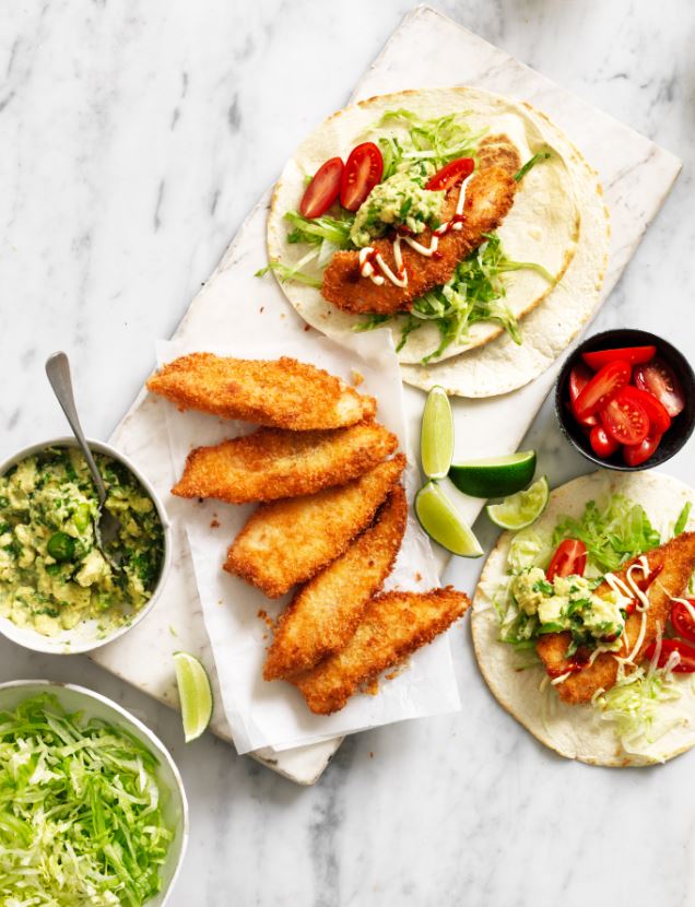 Crumbed Tarakihi Tacos With Jalapeno Guacamole - Fish in the Family